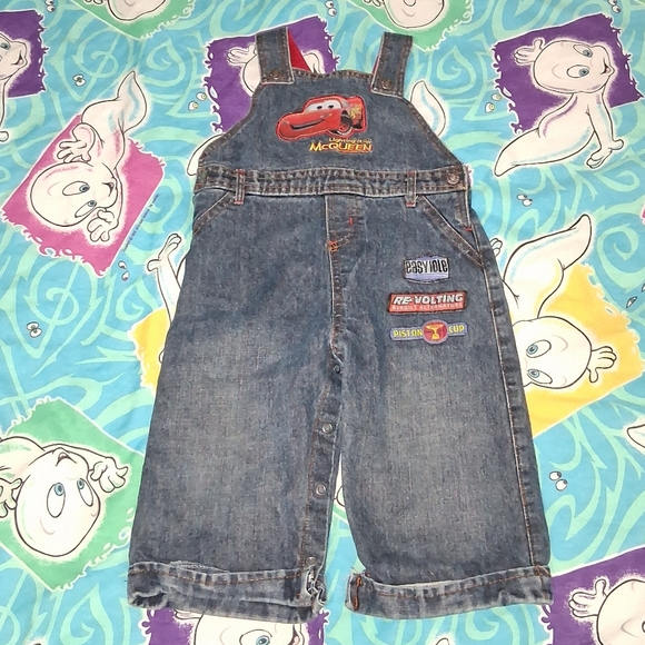 Disney | Bottoms | 206 Disney Cars Vintage Blue Jean Denim Overalls ...